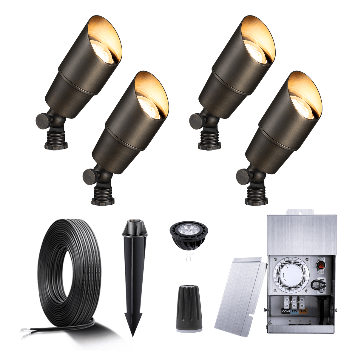 Outdoor Brass low voltage Landscape Lighting Spotlight Kit – Gardenreet ...