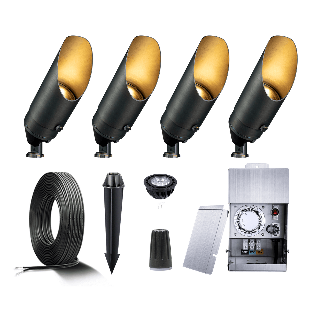 Outdoor Brass low voltage Landscape Lighting Spotlight Kit – Gardenreet ...