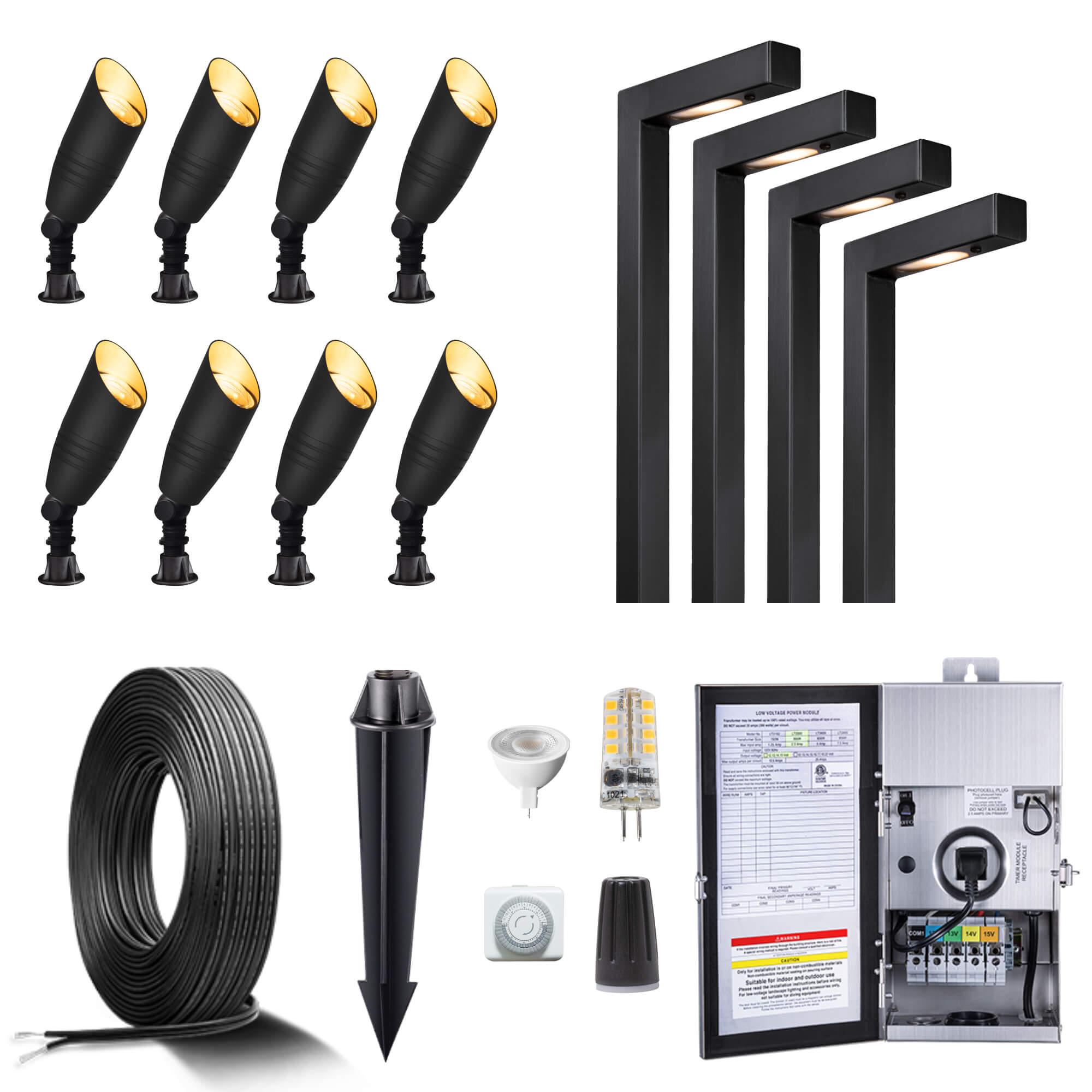 Outdoor Brass Landscape Lighting Kit 12V Spotlights Path Lights ...