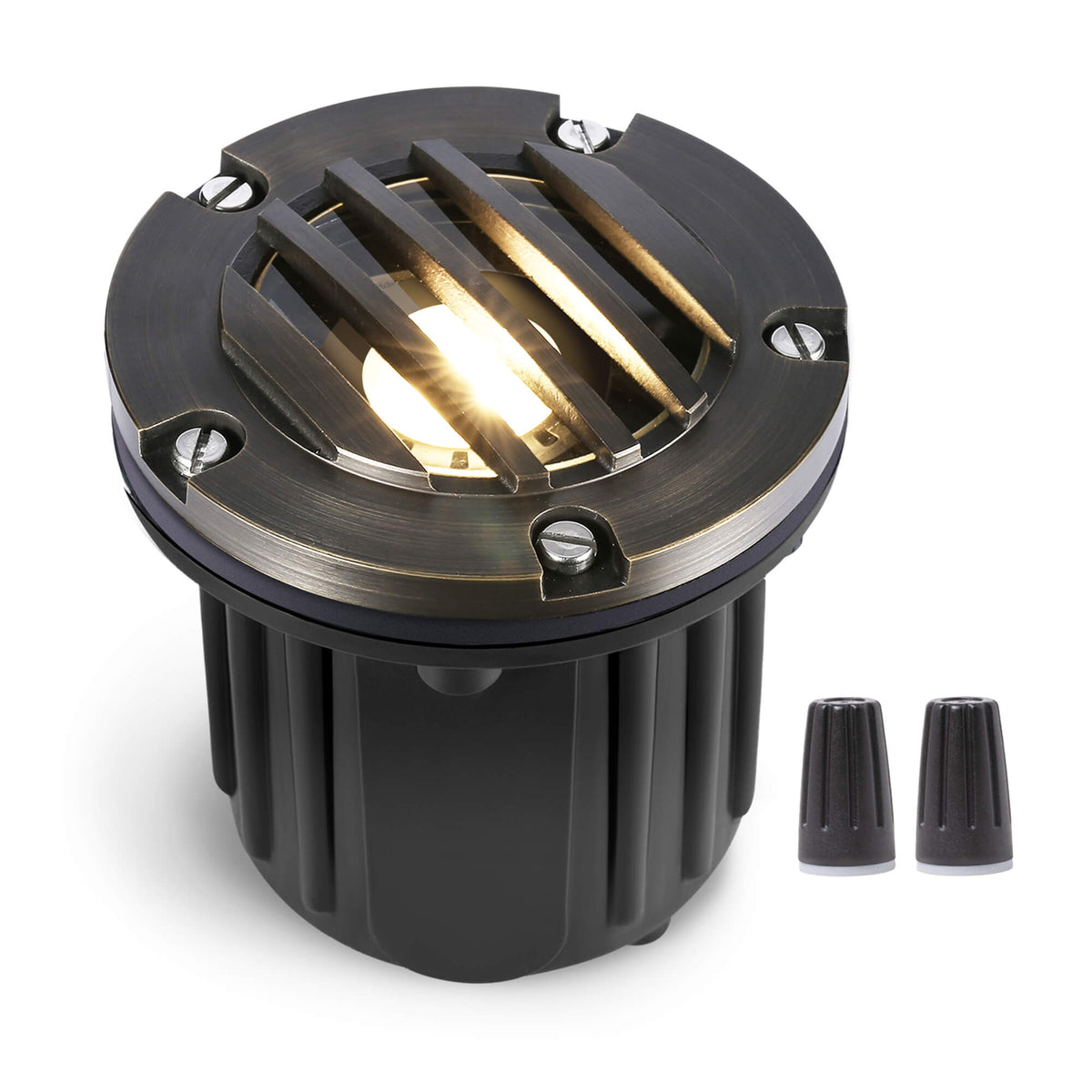 12V Low Voltage Brass In Ground Well Light Grated Top - Gardenreet ...