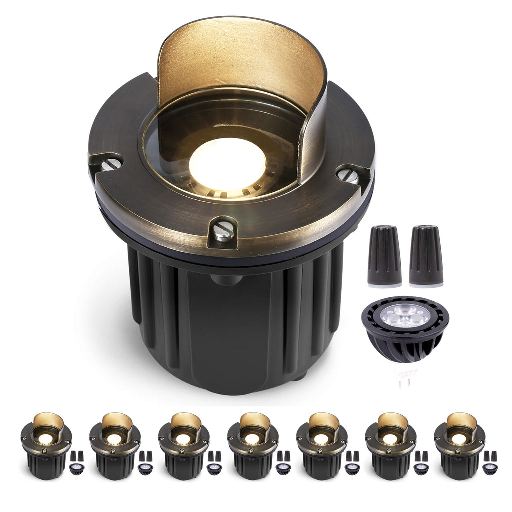 12V Low Voltage Brass In Ground Well Light Shielded Top - Gardenreet ...