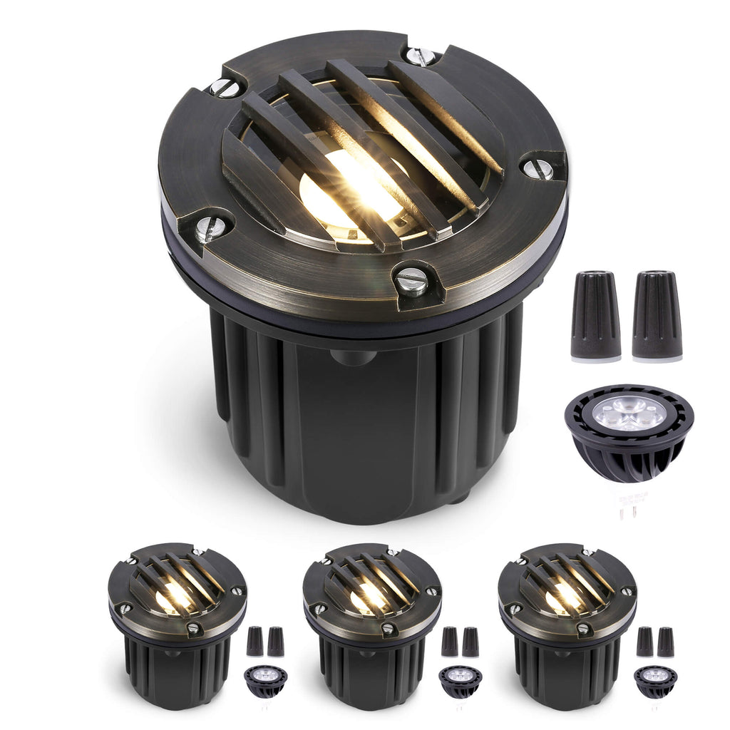 12V Low Voltage Brass In Ground Well Light Grated Top - Gardenreet ...